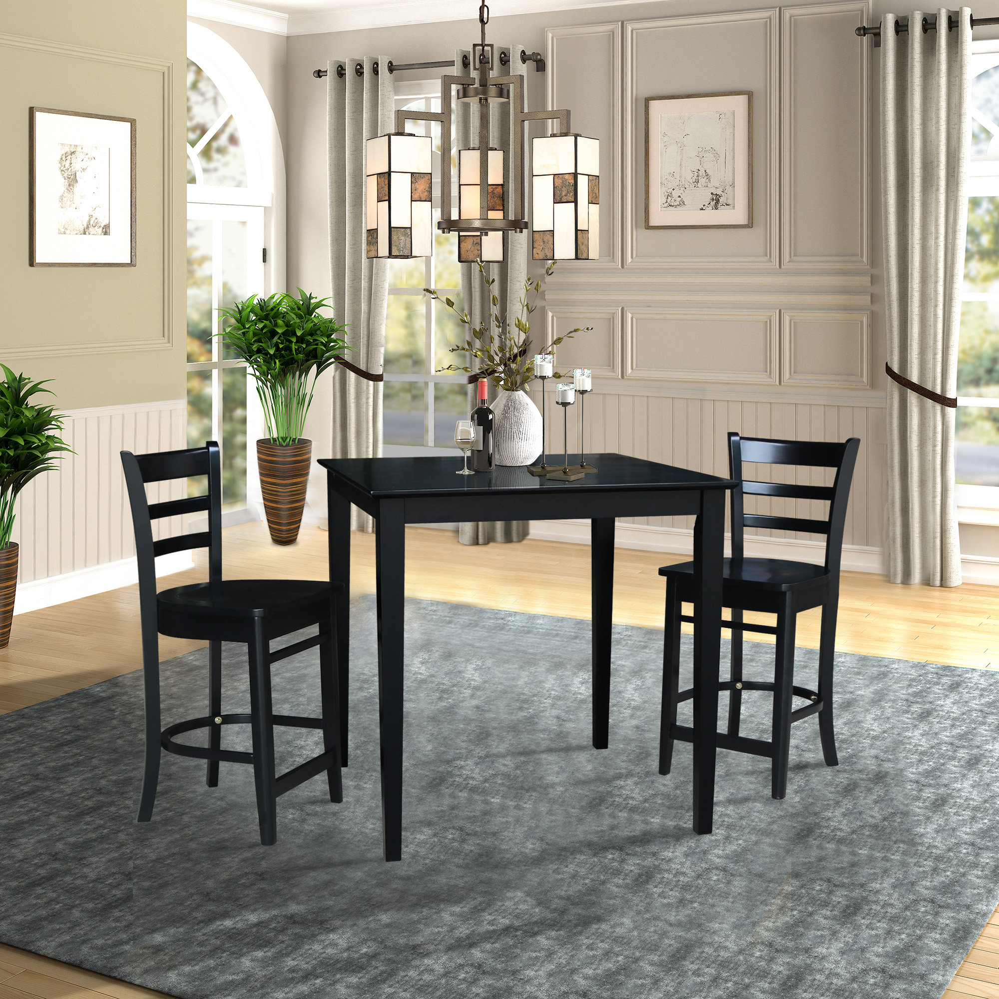Red Barrel Studio® 2 - Person Counter Height Solid Wood Dining Set ...