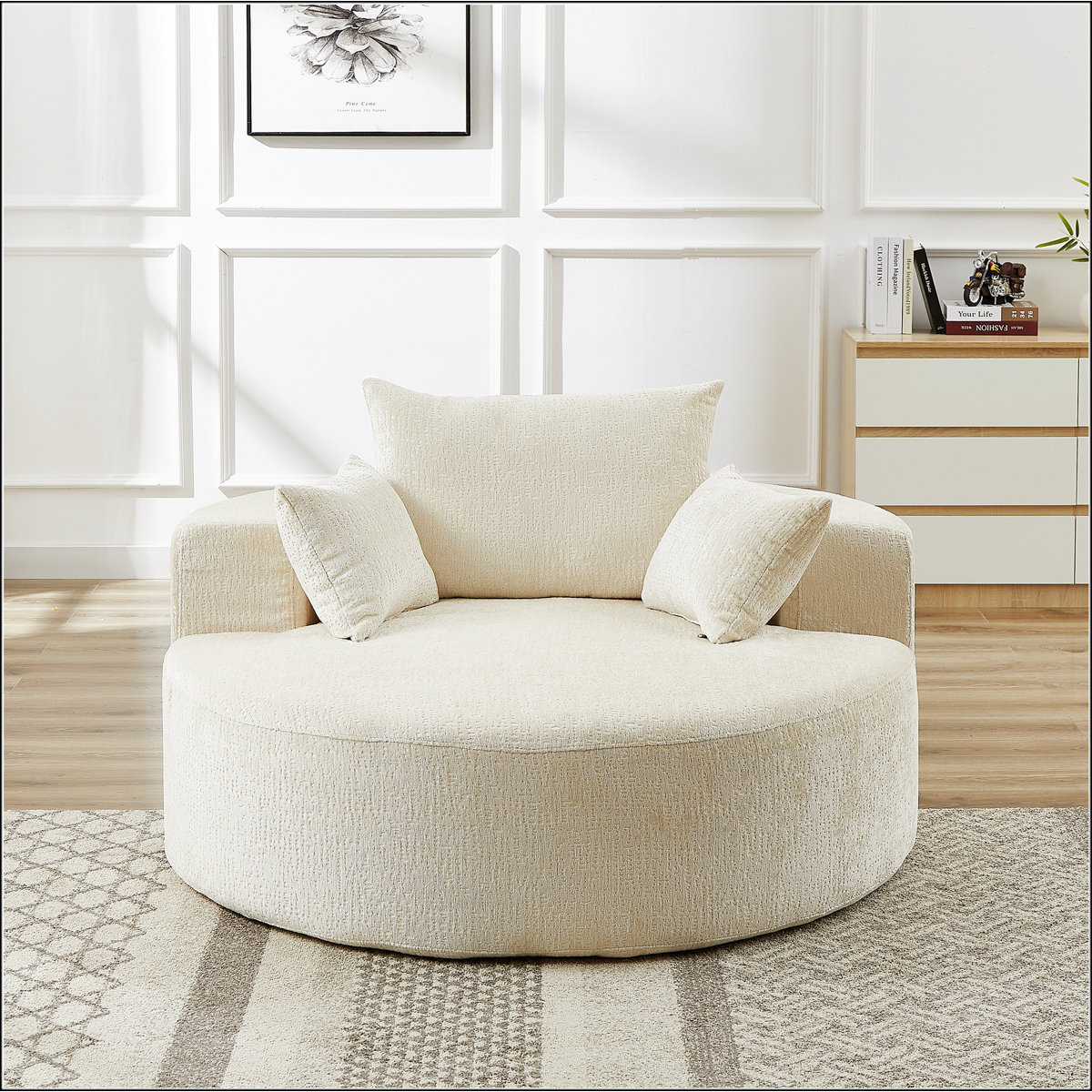 Latitude Run® Latitude Run 55''L Corduroy&Chenille Large Round Accent ...