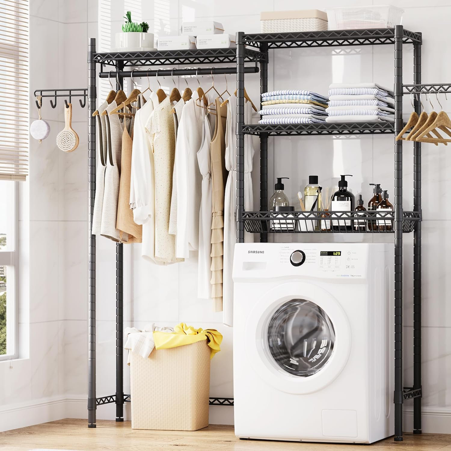 gaomon Metal Free Standing Laundry Room Organizer with Wheels | Wayfair