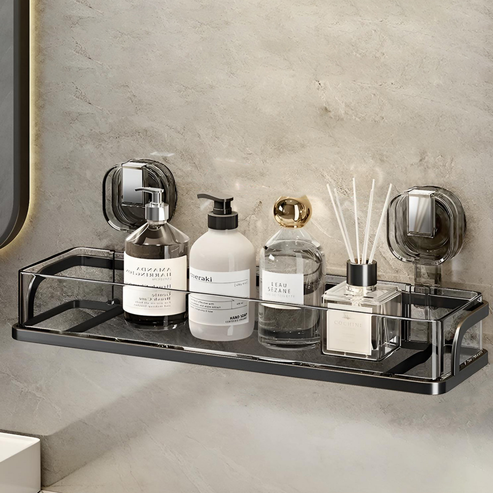 Rebrilliant Non Perforated Suction Cup Storage Rack, Bathroom Wall ...