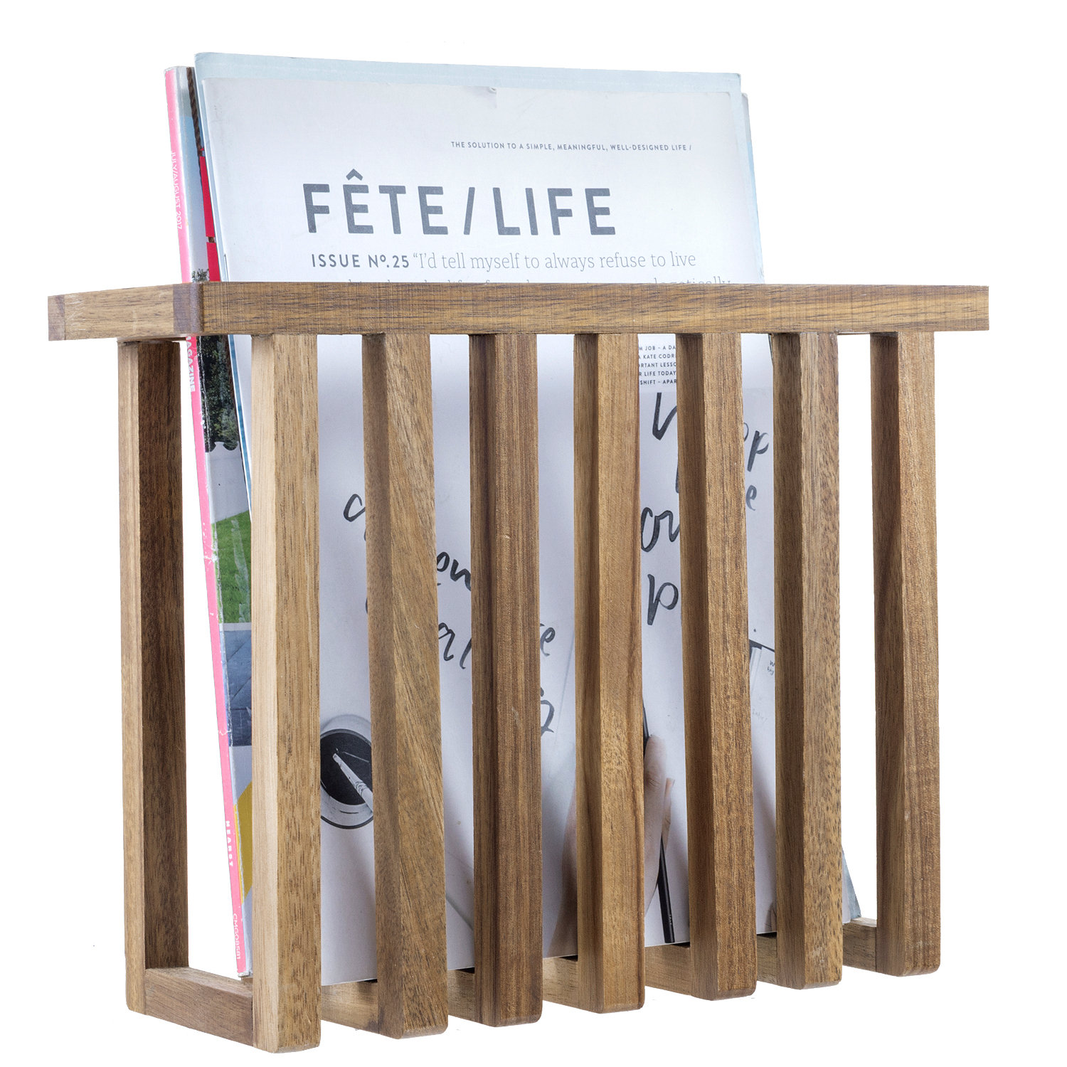 Union Rustic Wall Mounted Acacia Magazine Rack | Wayfair