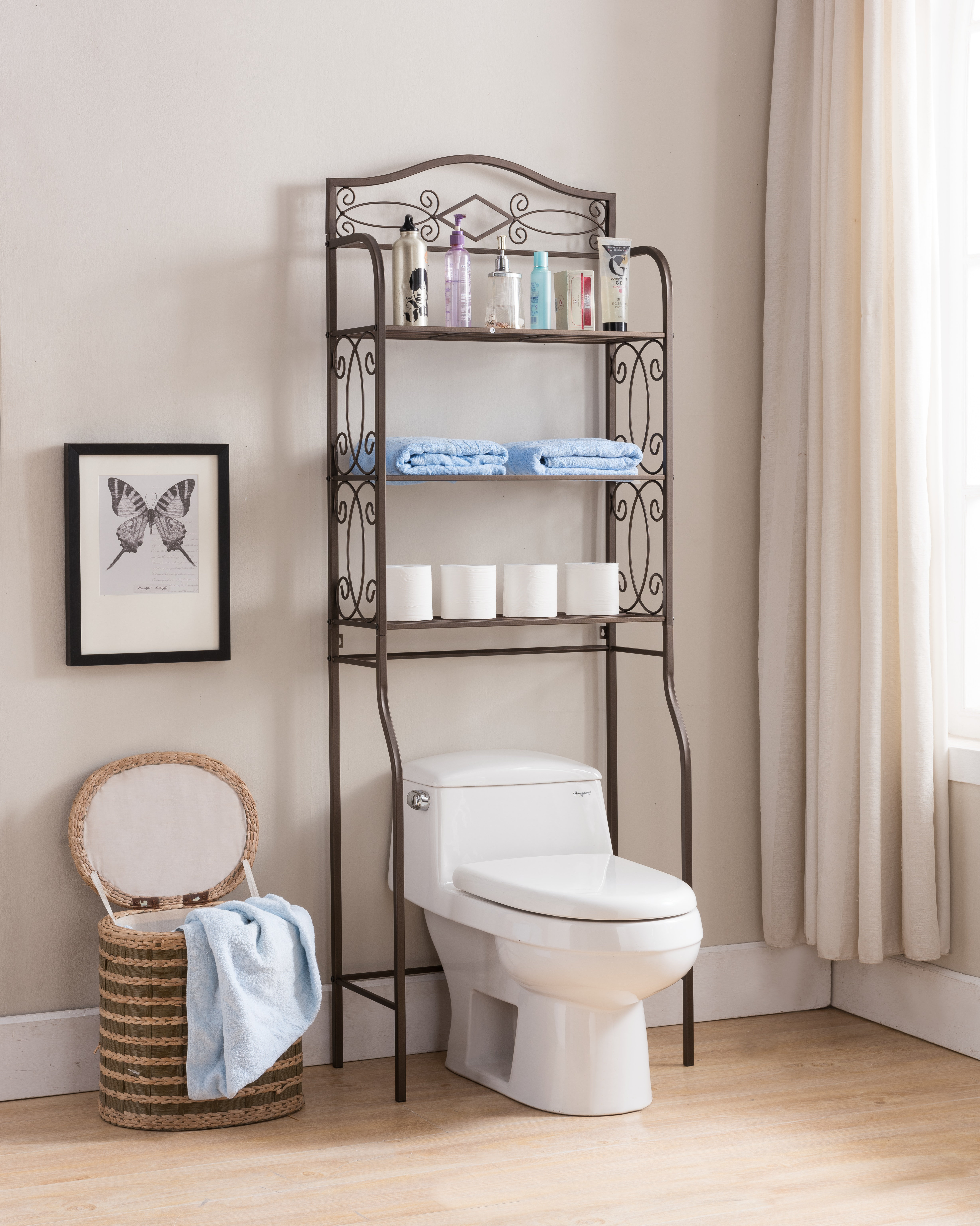 Fleur De Lis Living Shedd Over the Toilet Storage Etagere Bathroom Rack ...