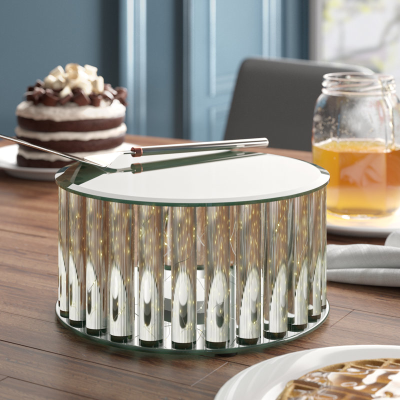 Wade Logan Annetrud Alnajjar Mirror Light Up Cake Stand | Wayfair