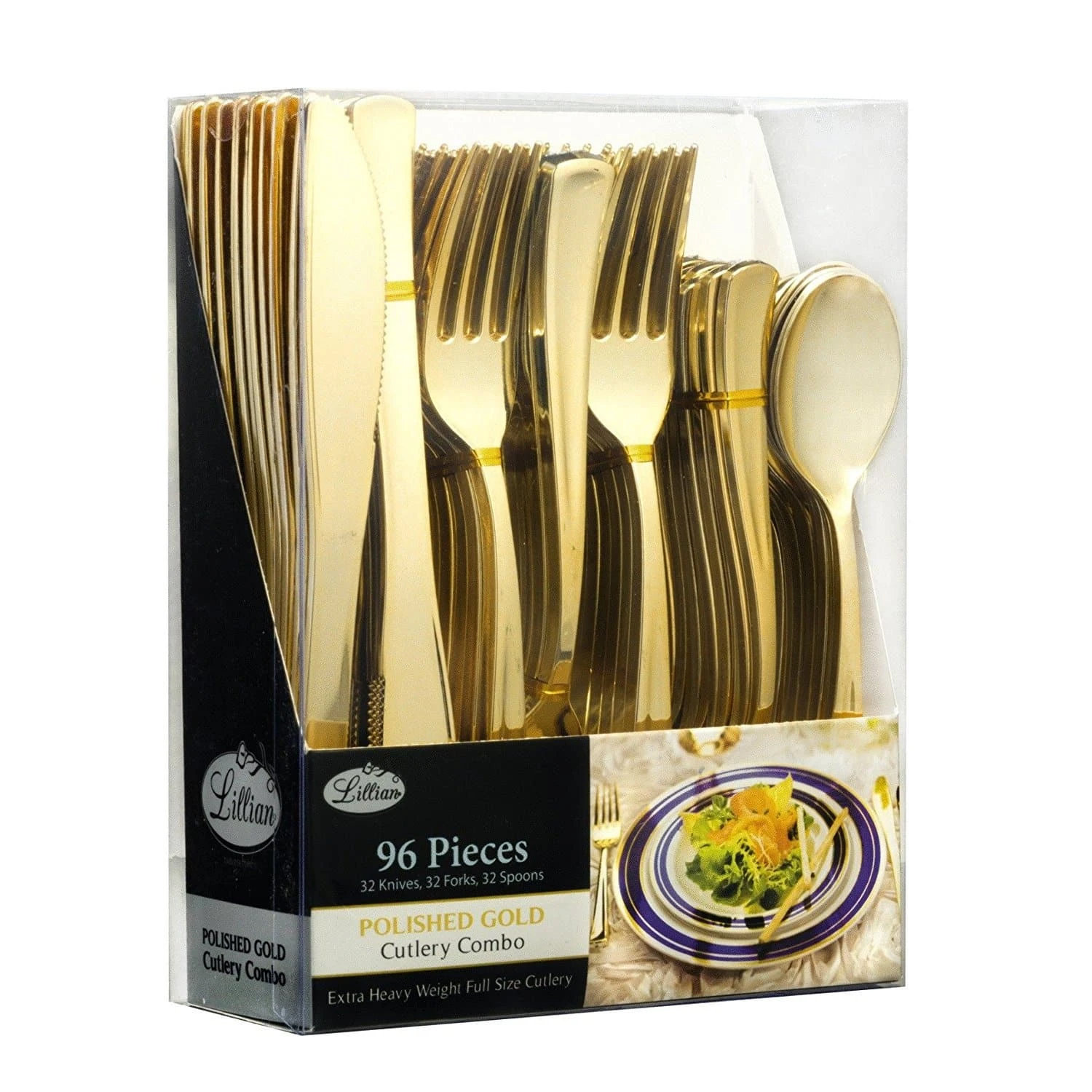 Nicole Fantini Extra Heavyweight Disposable Plastic Flatware Combo Set ...