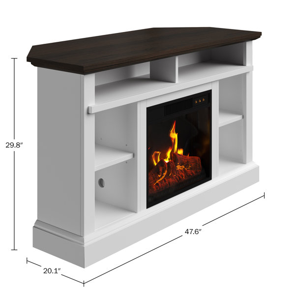 Red Barrel Studio® Corner TV Stand with Electric Fireplace Fits 55-Inch ...