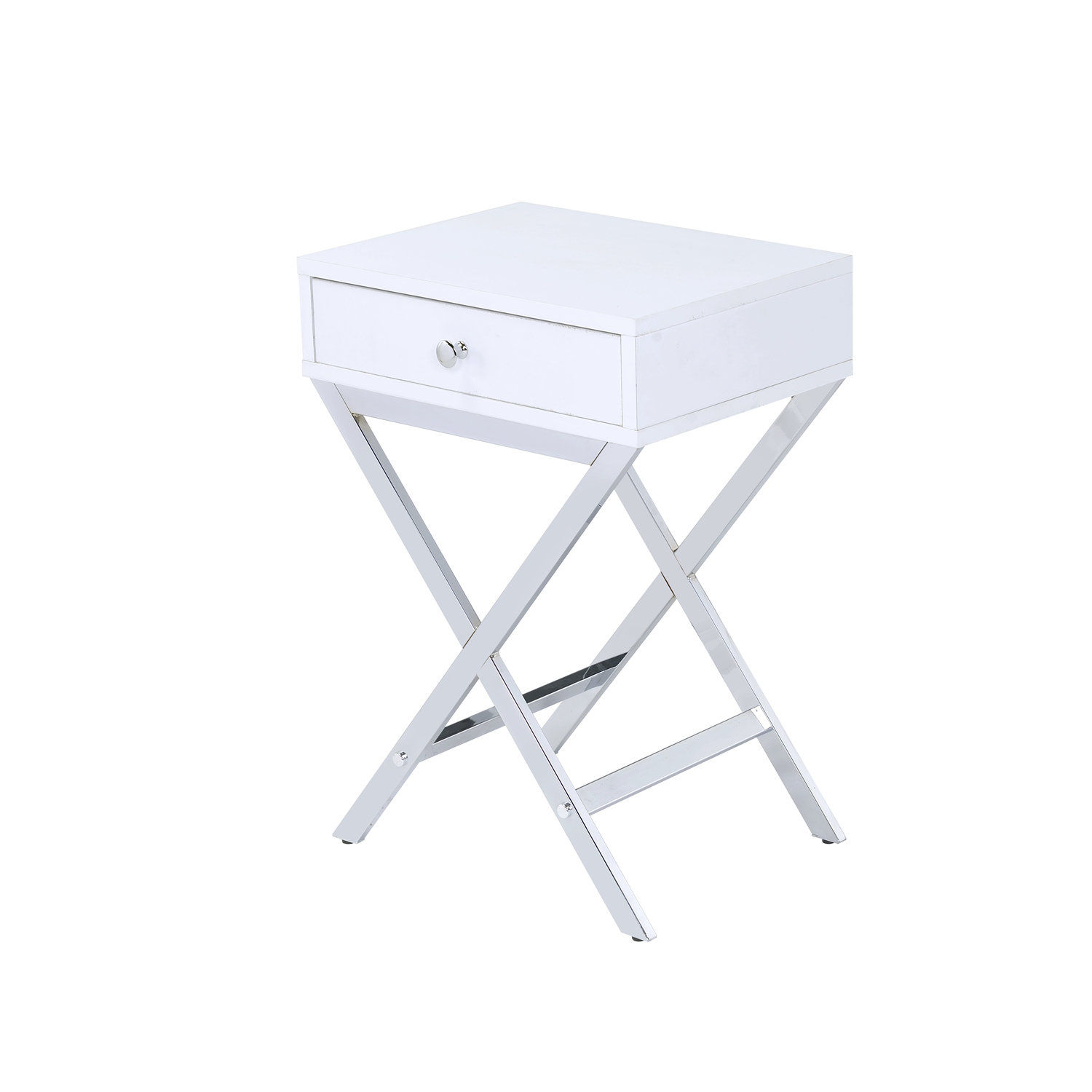 Latitude Run® Coleen White & Chrome Finish Accent Table | Wayfair