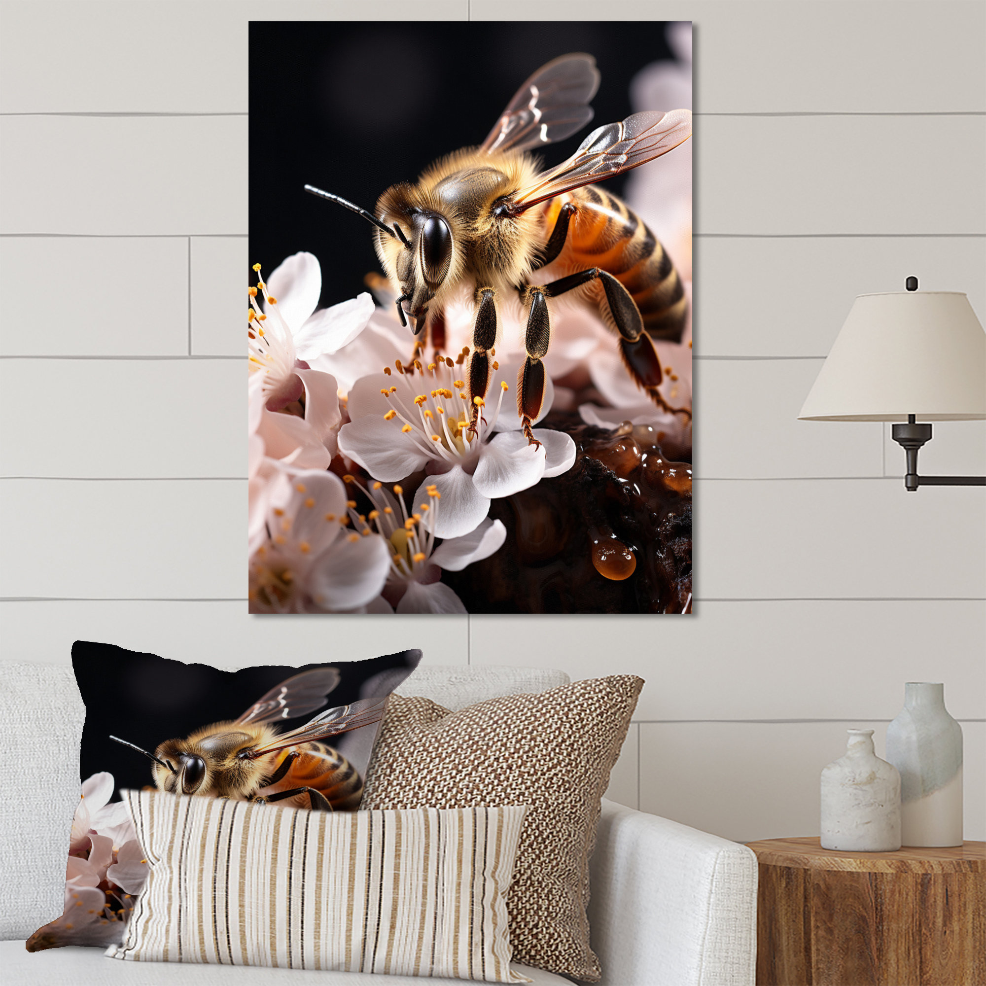 Ebern Designs Bee Portrait Vibrant On Metal Print | Wayfair