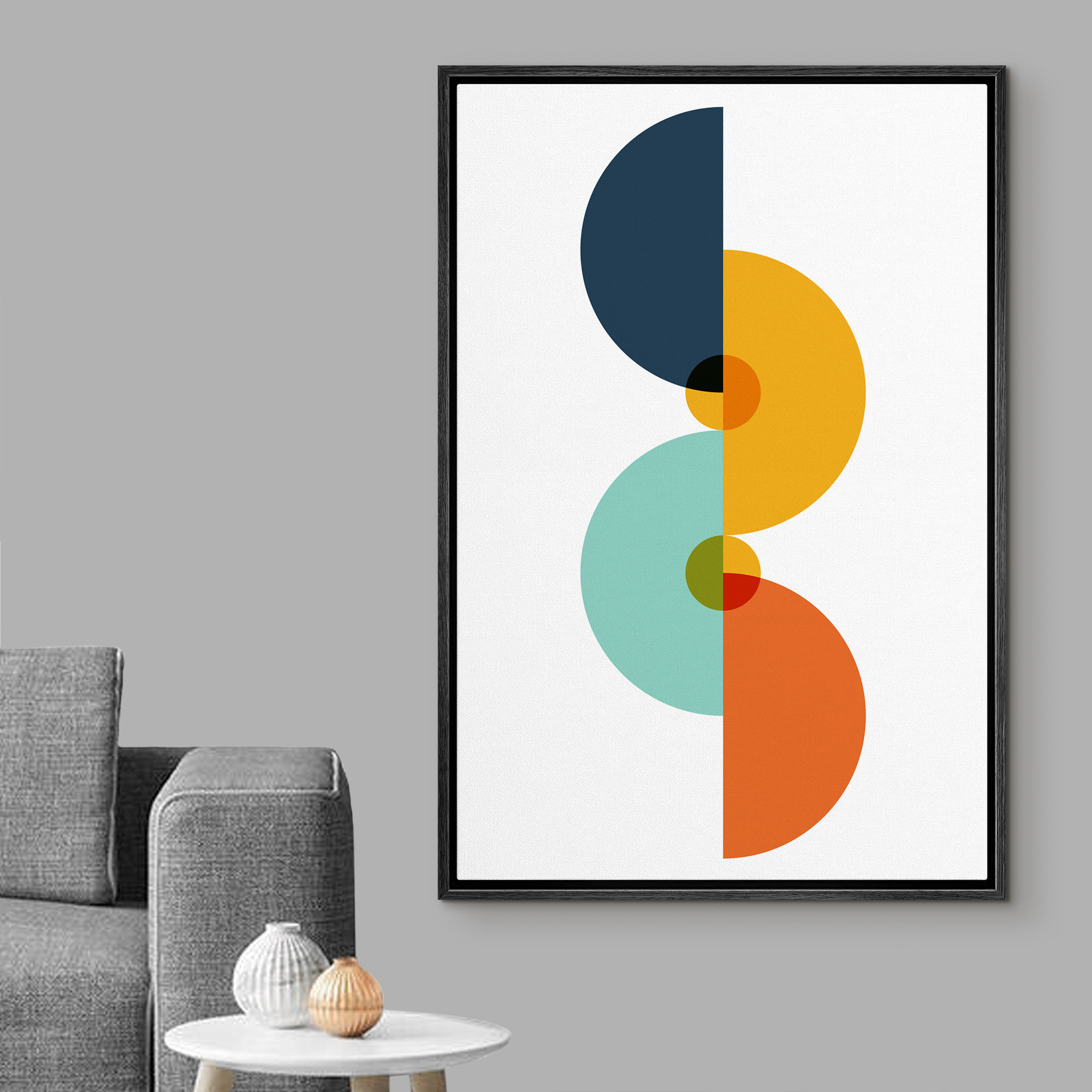 IDEA4WALL Mid Century Shape IDEA4WALL Framed Canvas Print Wall Art ...