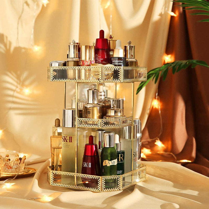 Rosdorf Park Guridi 360 Degree Rotation Glass Makeup Organizer ...