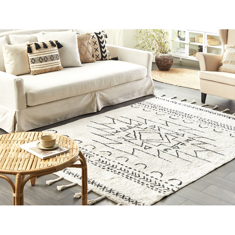 Bloomsbury Market Cotton Area Rug 80 X 150 Cm Black And White KHOURIBGA ...