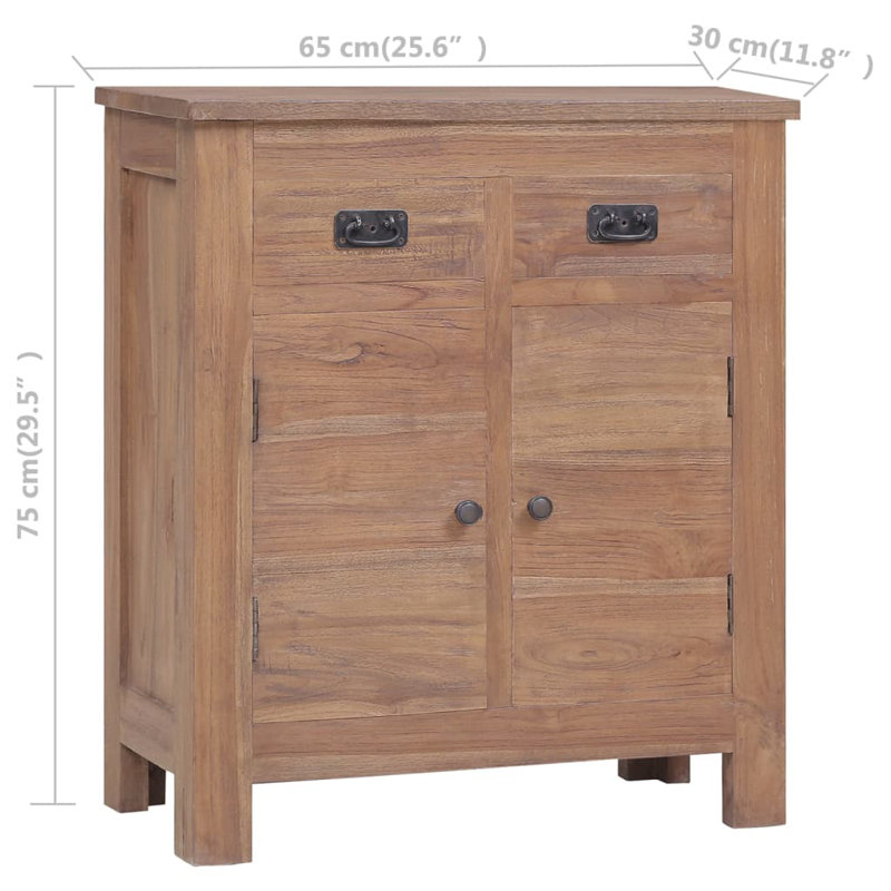 Millwood Pines Rustic Sideboard - 25.6" Solid Teak Wood Storage Cabinet ...