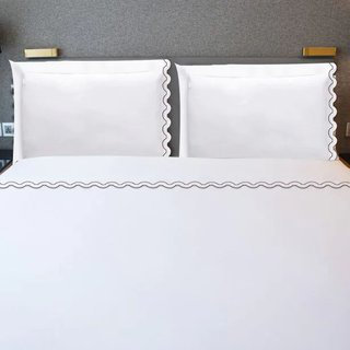 PushpLinen 400TC Reverse U Shape Embroidery Cotton 4 Piece Sheet Set ...