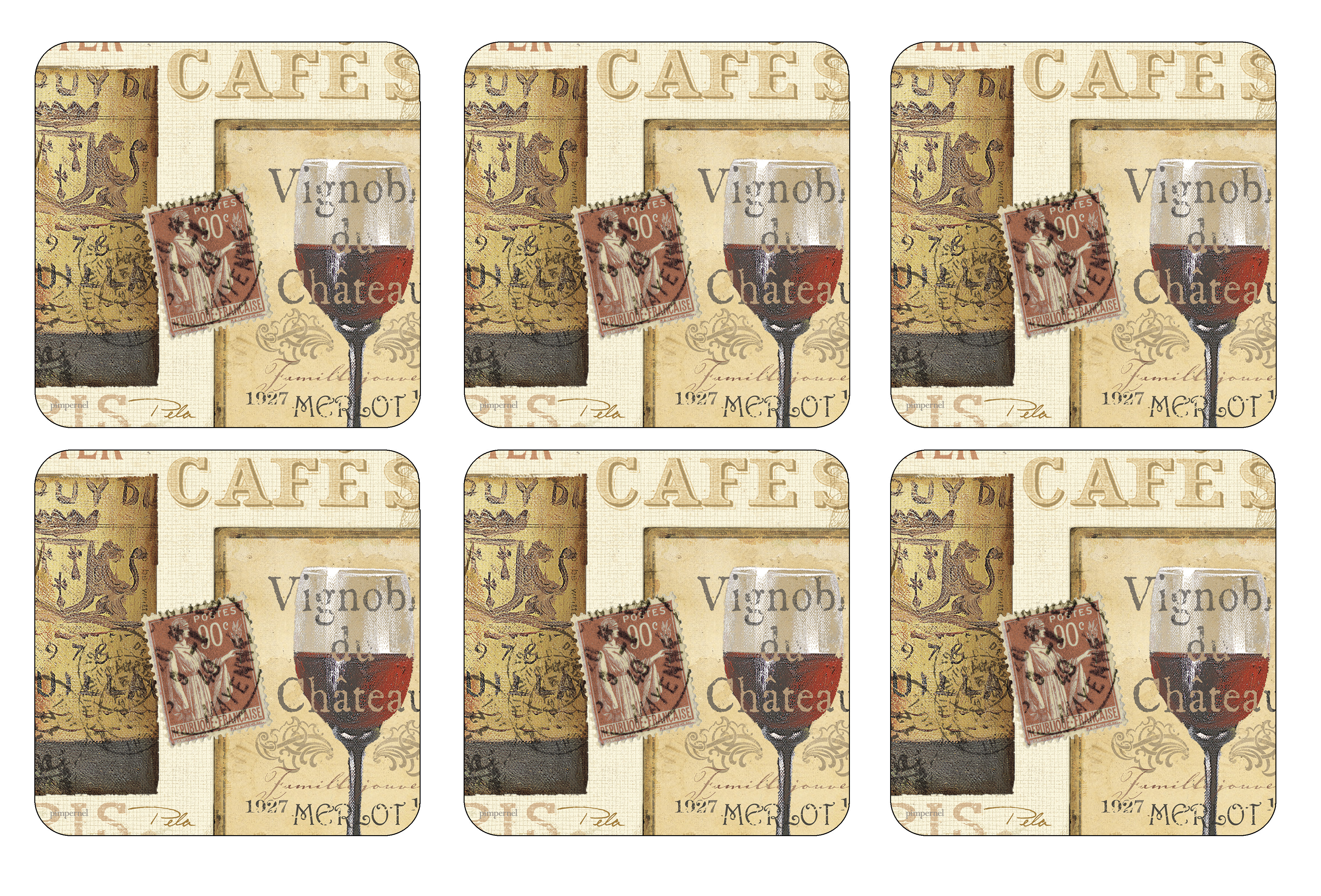 Pimpernel French Cellar Coasters 4"X 4" & Reviews | Wayfair
