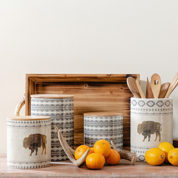 Paseo Road by HiEnd Accents 2-Pc Large Aztec Design Canister Set | Wayfair