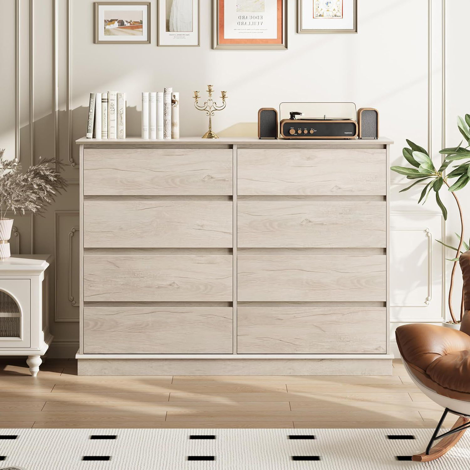 Latitude Run® Dresser For Bedroom With LED Lights And Charging Station, 6 Drawers | Wayfair