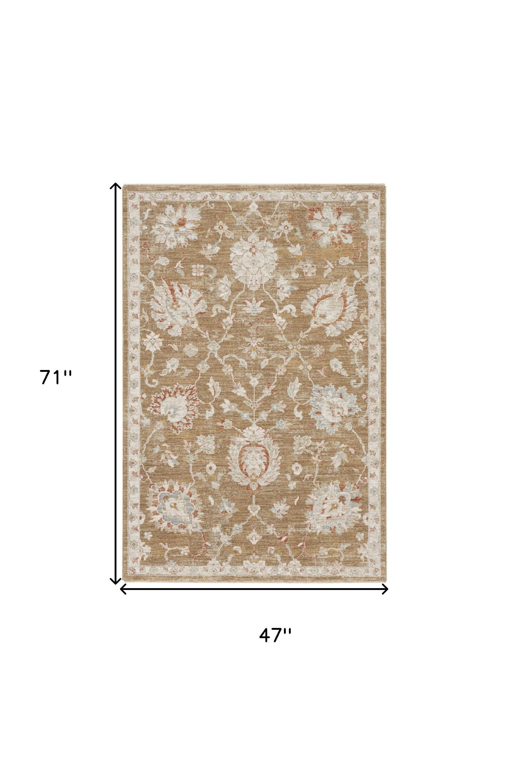 HomeRoots 4' X 6' Brown Floral Power Loom Distressed Area Rug | Wayfair