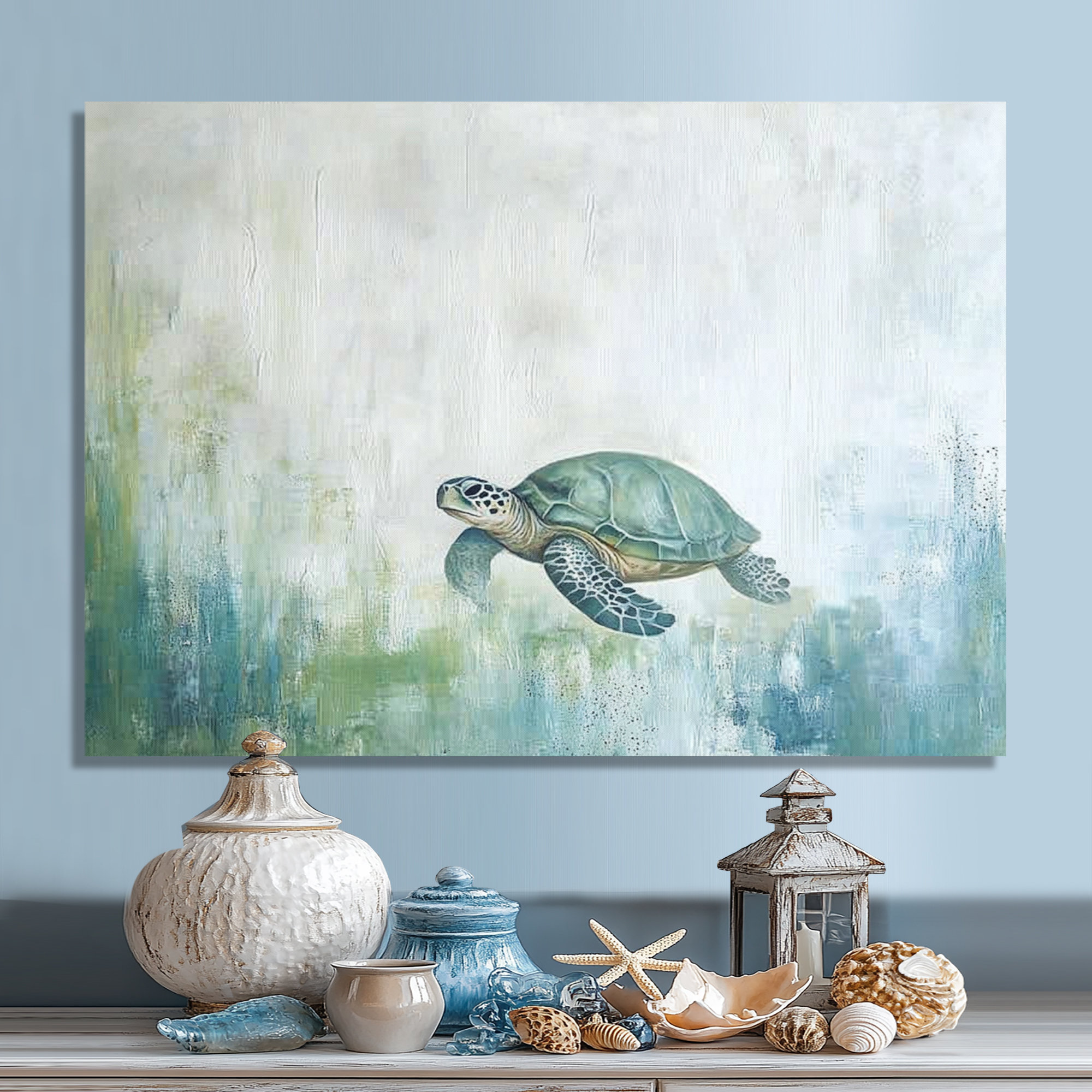 Dovecove Turtle In The Ocean Currents - Turtle Wall Art | Wayfair