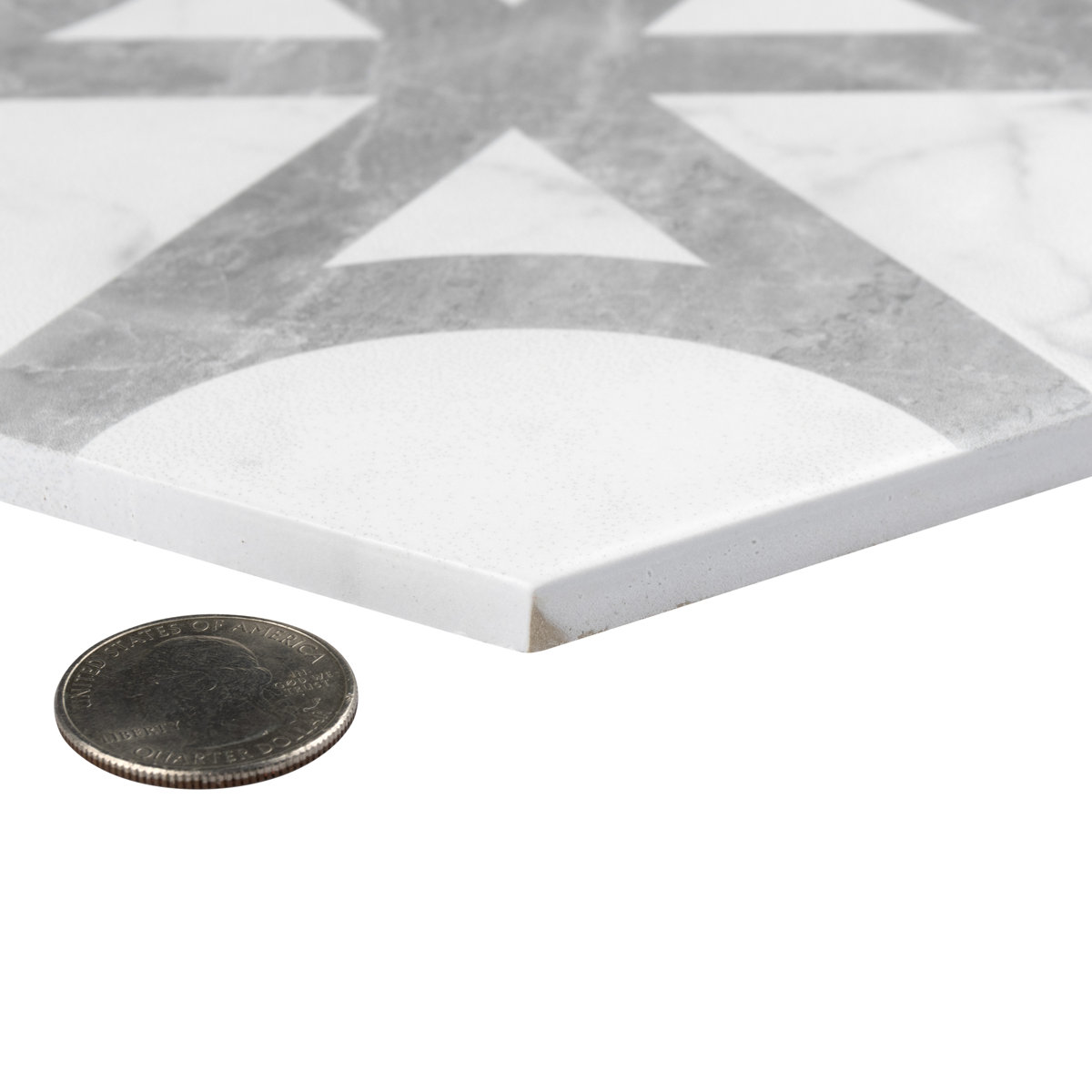 Merola Tile Classico Carrara 7" x 8" Porcelain Patterned Wall & Floor ...