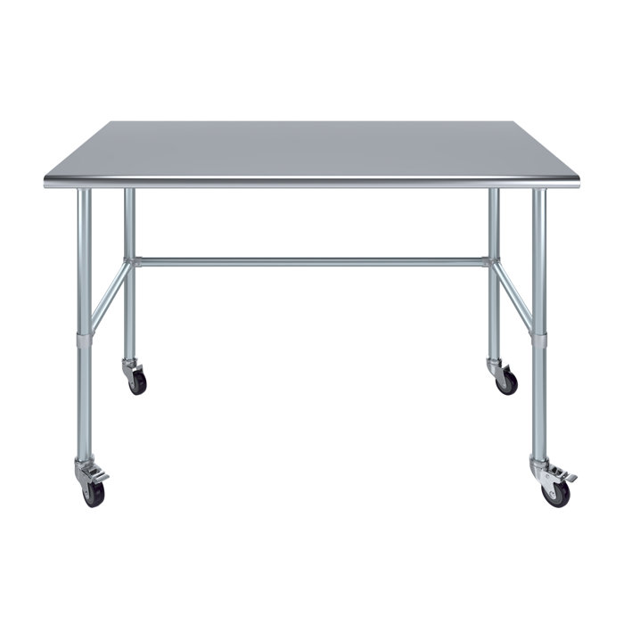Amgood Stainless Steel Open Base Work Table with Wheels & Reviews | Wayfair