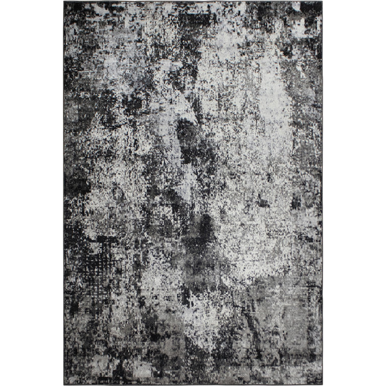 17 Stories Machine Washable Bridget Gray/Black Rug & Reviews | Wayfair