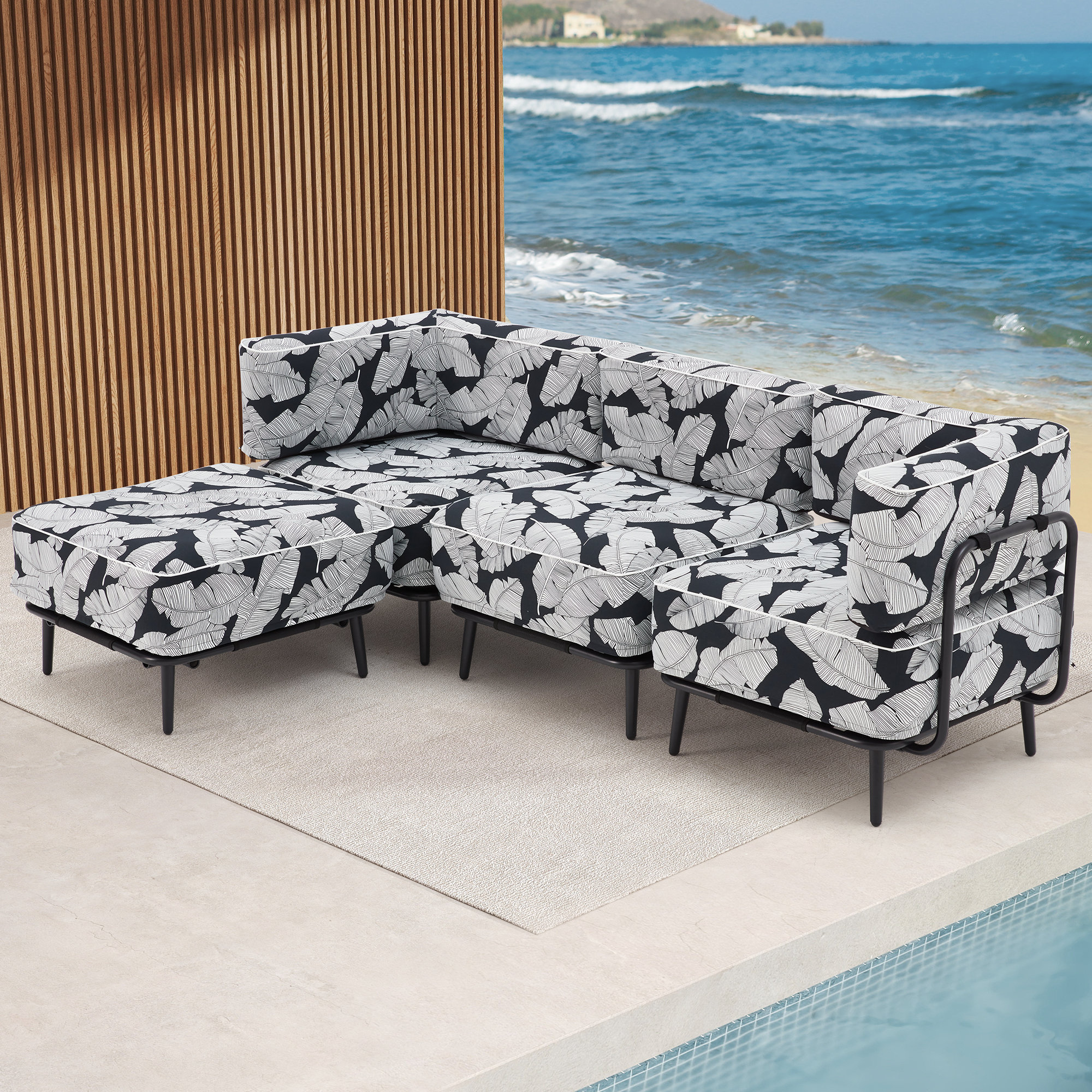 EROMMY 4-piece Inflatable Couch Set, Portable Oxford Fabric Blow Up ...