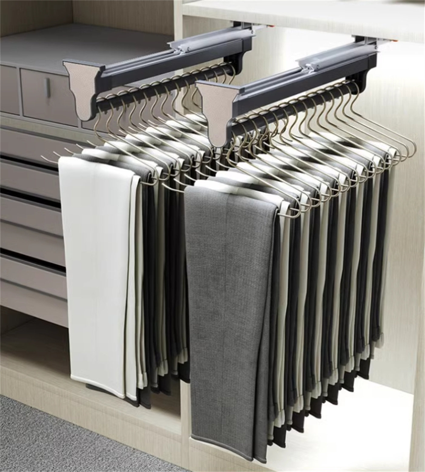 Thrones Designs Expandable Trousers Rack With Slide Rail And Goose-Type ...