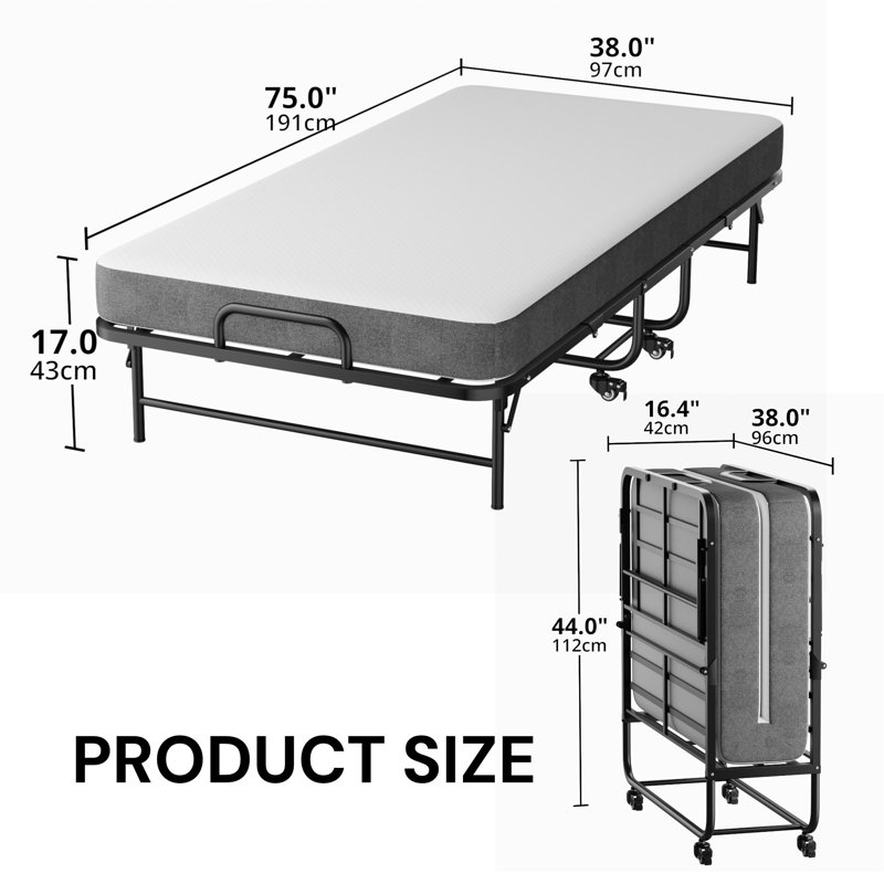 Latitude Run® Folding Bed with Mattress, Folded Bed, Rollaway Bed Guest ...