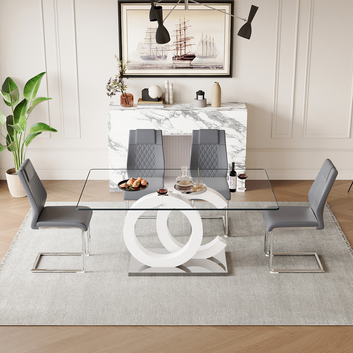 Ivy Bronx 5-Piece Glass Top Dining Table Sets | Wayfair