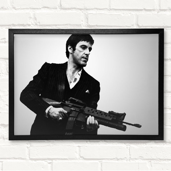Latitude Run Scarface Tommygun B N W - Closed Corner Frame Print on ...