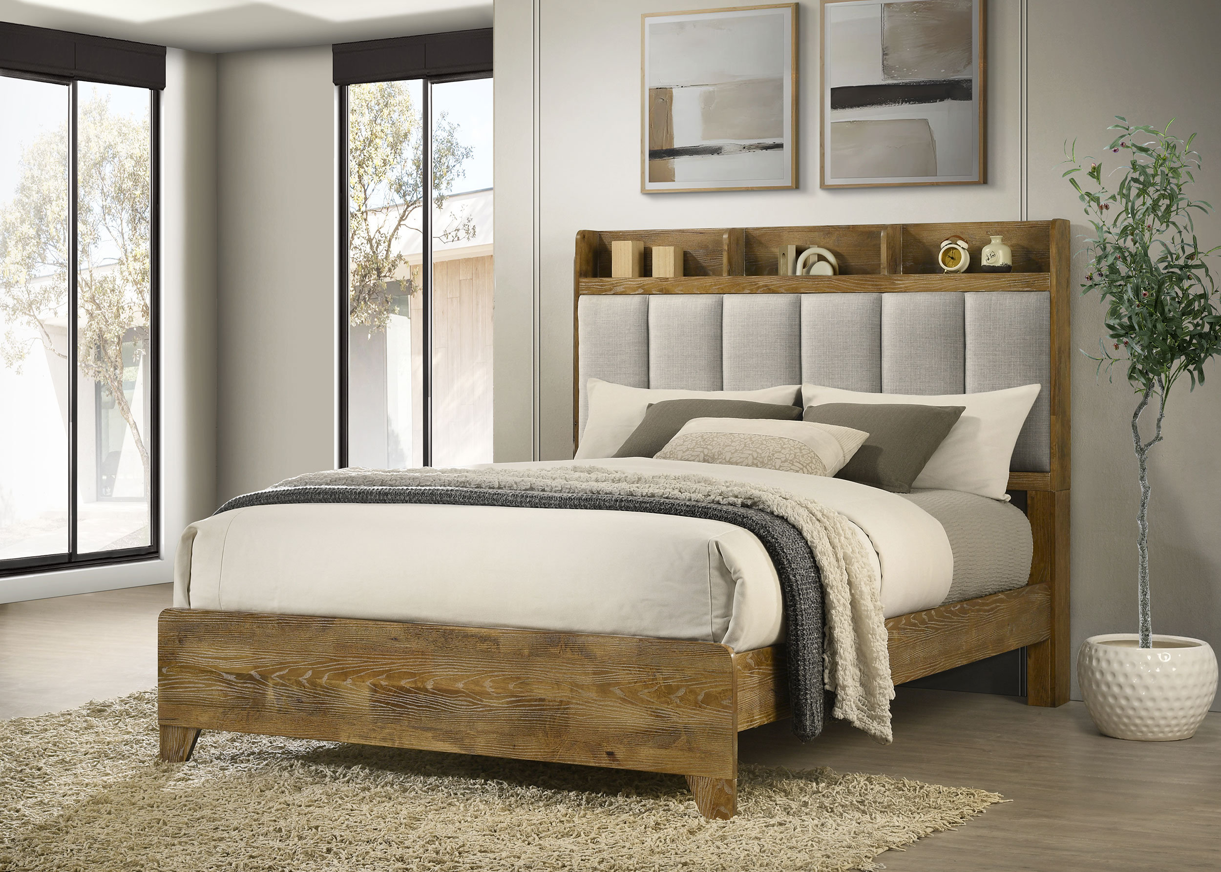 Loon Peak Iyan 57-Inch Bookcase Panel Bed Medium Oak - Wayfair Canada