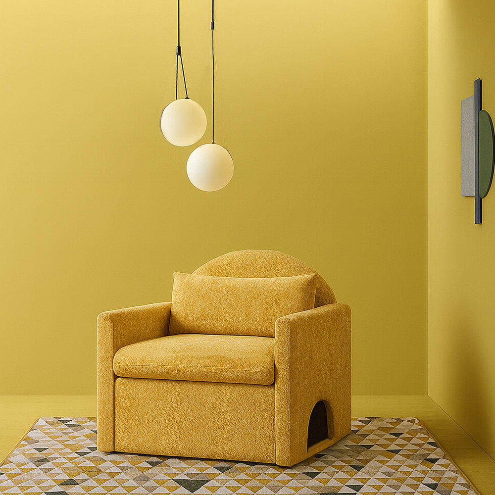 Schnappi Modern Chenille Oversized Armchair With Pet Tunnel ...