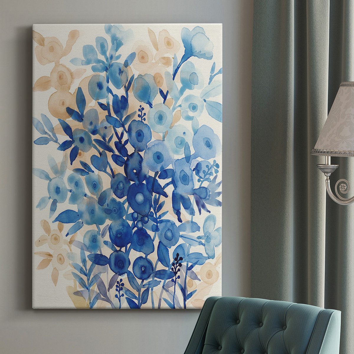 Red Barrel Studio Blueberry Floral II - Wrapped Canvas Painting ...