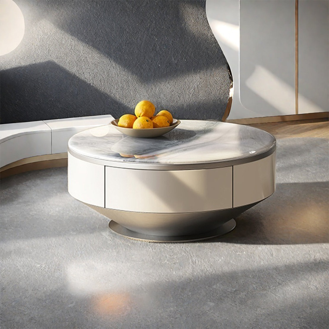 The Invincibles home Simple round microcrystalline stone coffee table ...