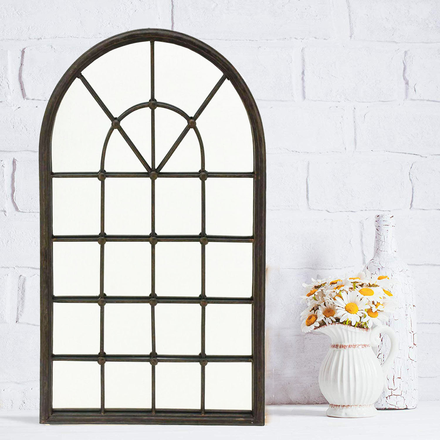 Gracie Oaks Behren Metal Window Pane Wall Mirror & Reviews | Wayfair