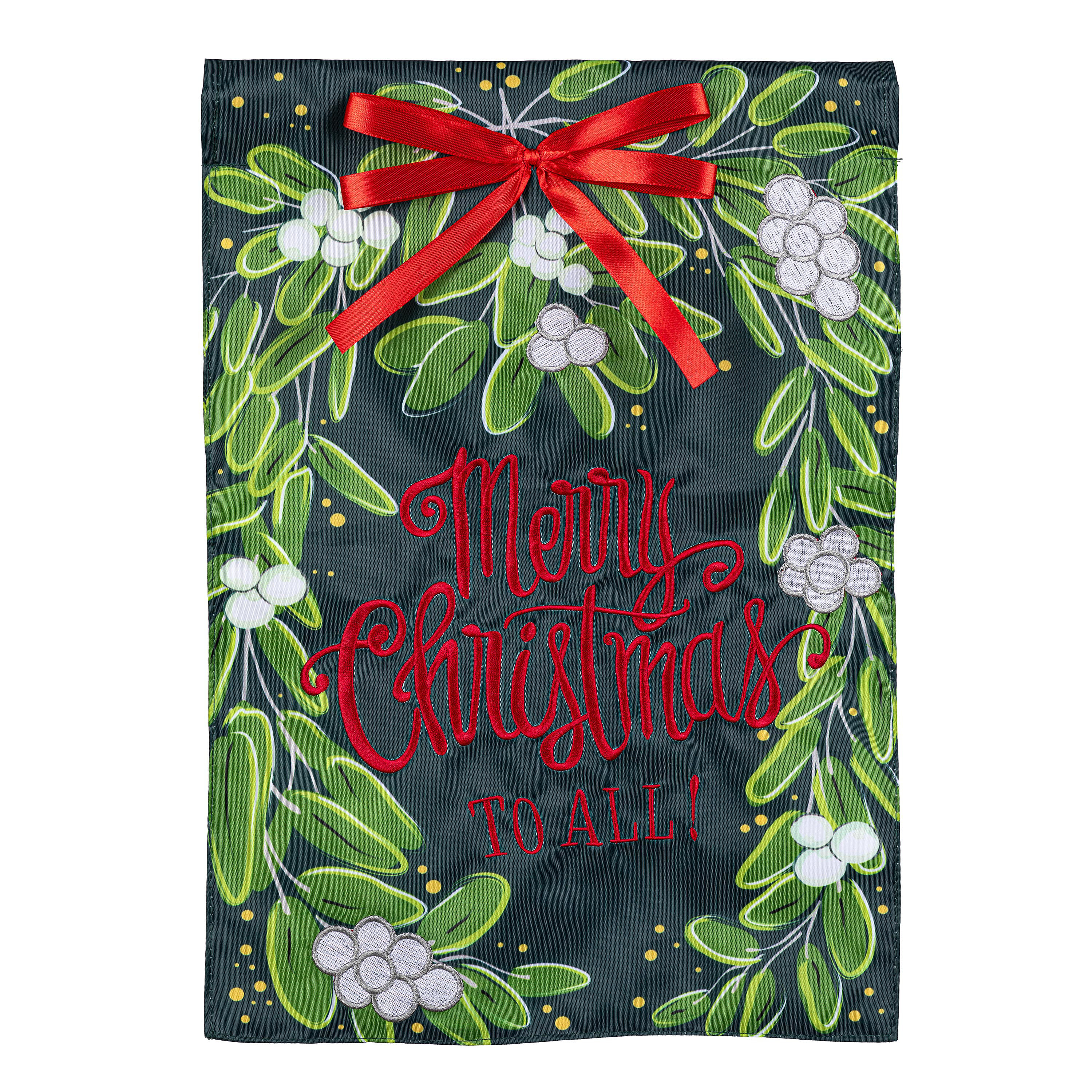 Ophelia & Co. Merry Christmas Mistletoe Applique Garden Flag | Wayfair