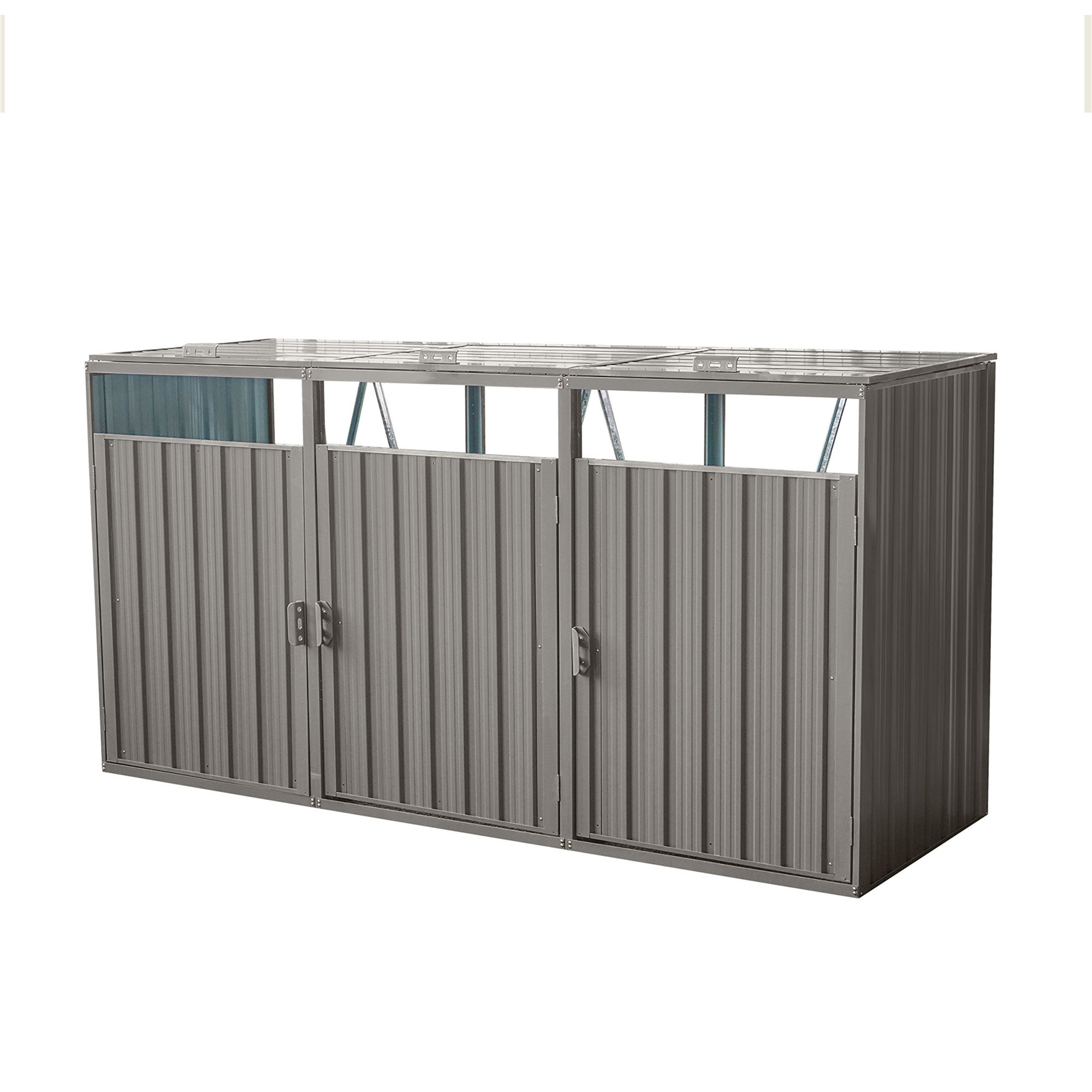 Ceballos Garbage Bin Shed Stores 3 Trash Cans Metal Outdoor Bin Shed ...
