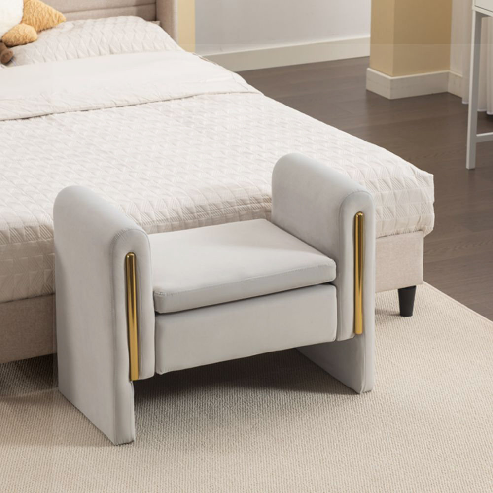 Everly Quinn Velvet Make-up stool with Metal trim strips - Wayfair Canada