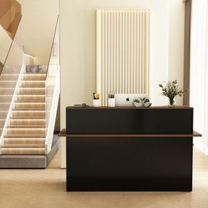 Inbox Zero Neilyn Rectangle Manufactured Wood Reception Desk With Open ...