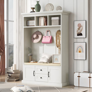 Red Barrel Studio® Rafkind Hall Tree with Bench with 3 Hooks , Coat ...