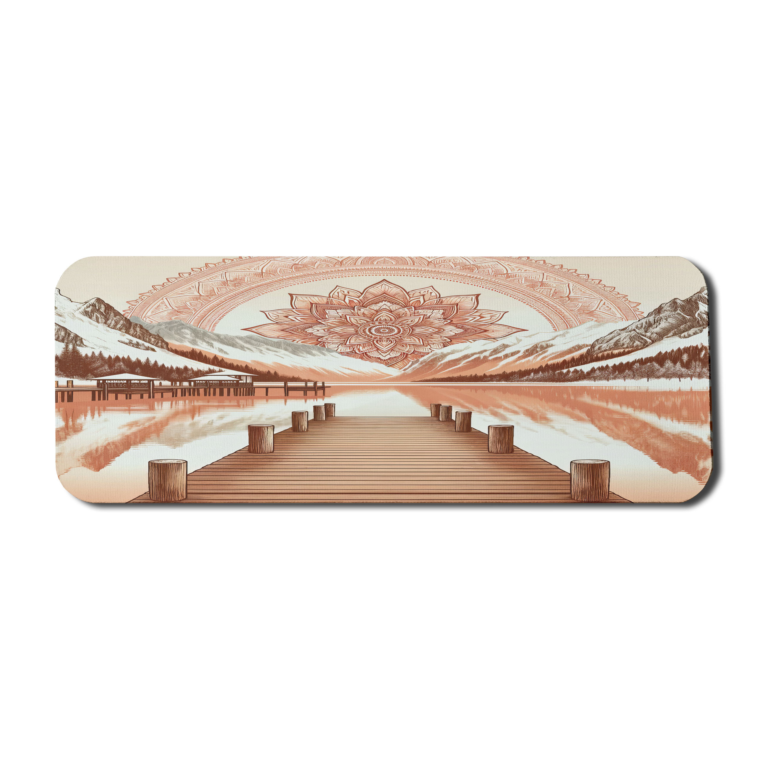 Wrought Studio™ Lake Gaming Mouse Pad Mountains Pier and Mandala 31" x ...