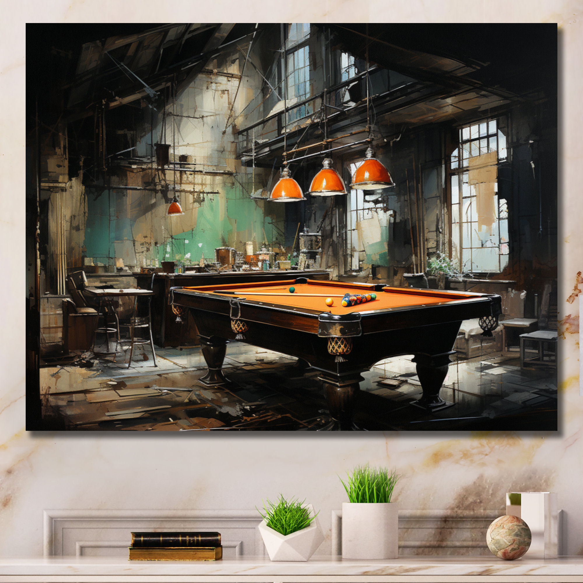 17 Stories Billard Industrial Game III - Billiards Canvas Wall Art ...
