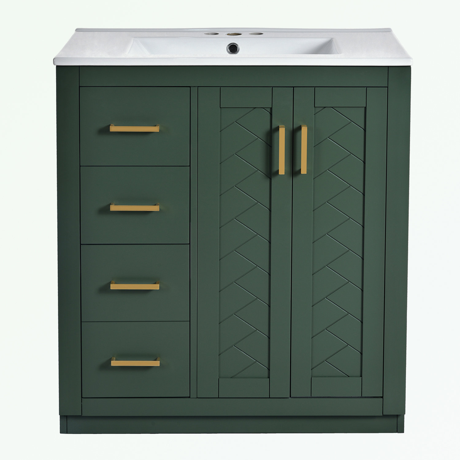 Hokku Designs Bathroom Vanity with Ceramic Sink, 3 Drawers and Soft ...