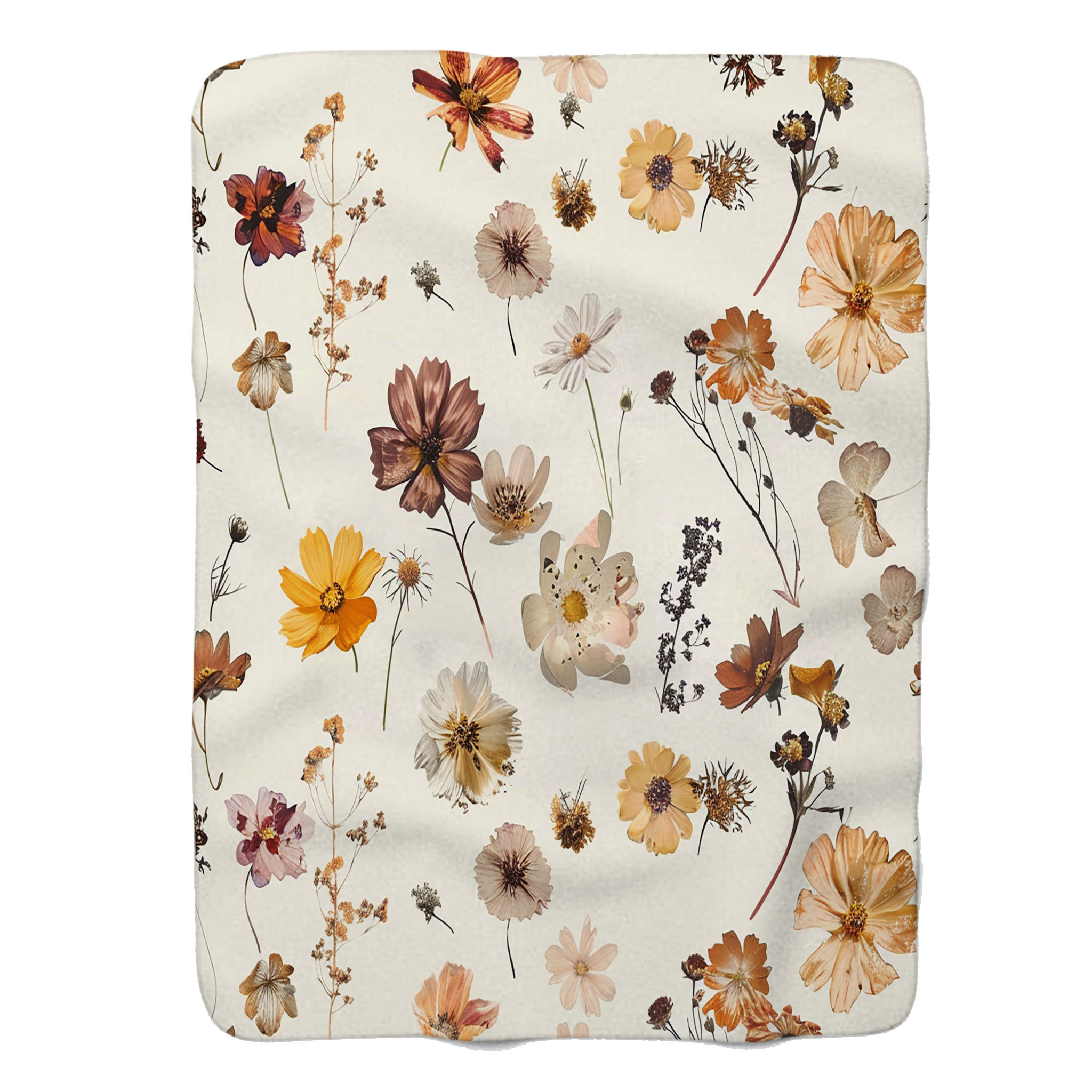 MentionedYou Floral Press Patterns - 1 Piece Premium Sherpa Blanket ...