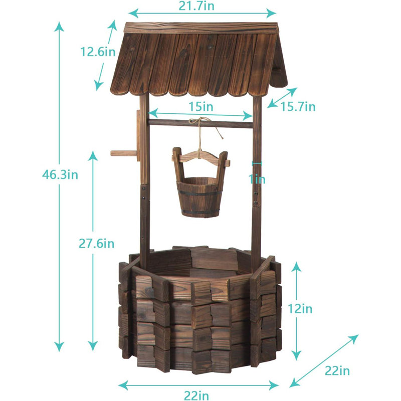 Millwood Pines Cathye Outdoor Wood Wishing Well & Reviews | Wayfair