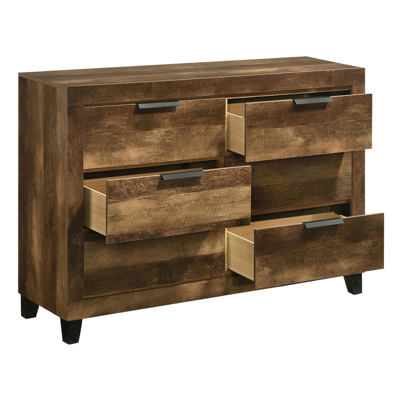 Millwood Pines Wyles Rustic Oak 6-Drawer Double Dresser | Wayfair