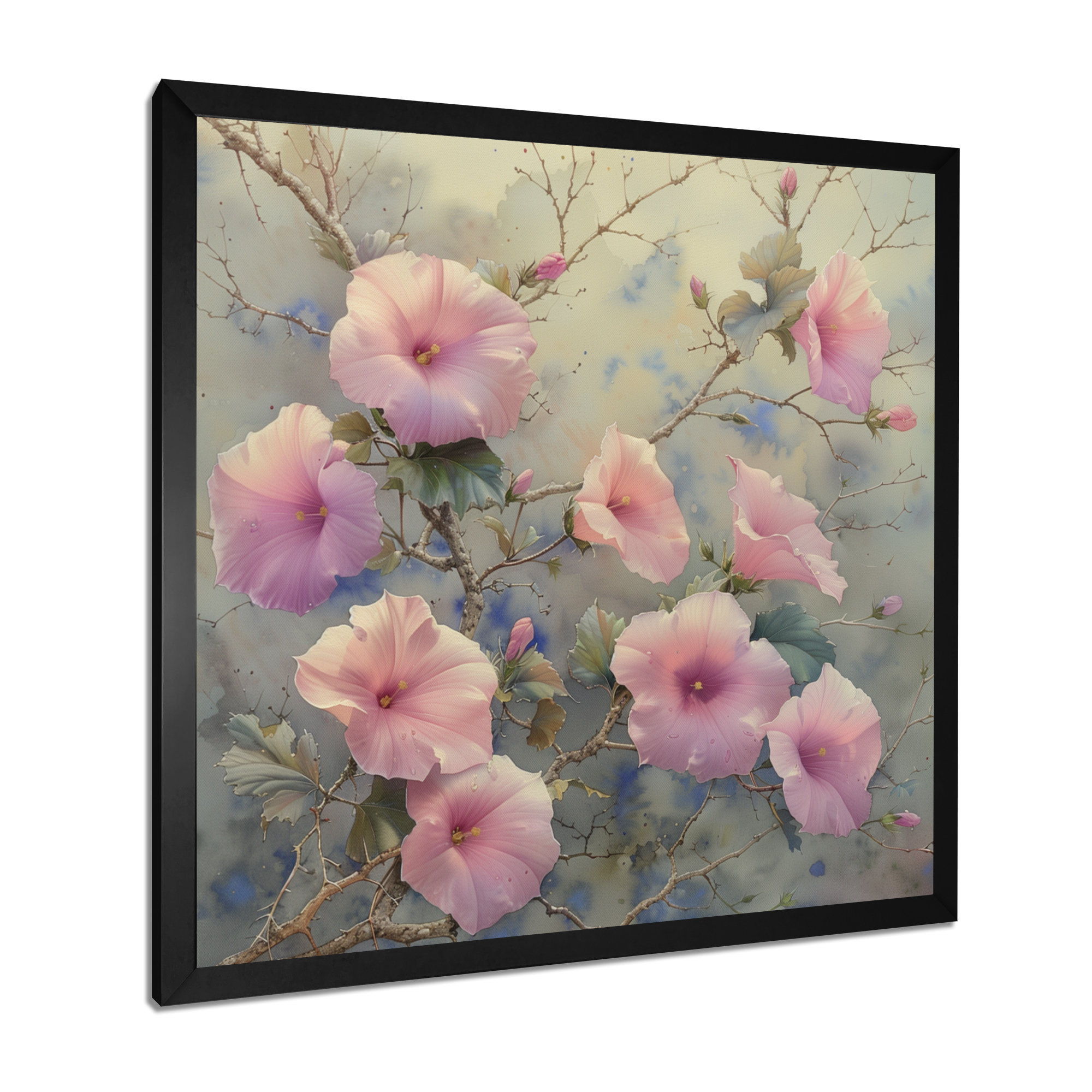 Winston Porter Pink Green Delicate Branch Morning Glory - Morning Glory ...