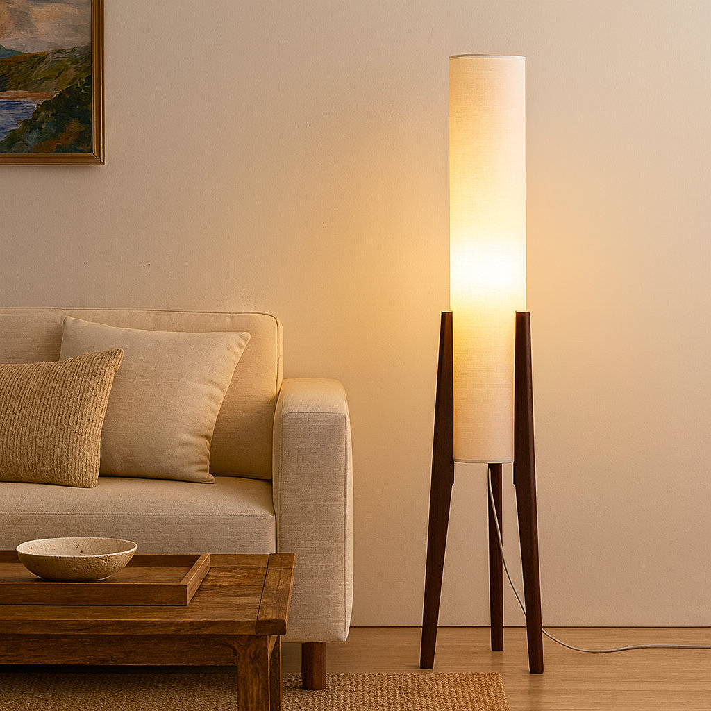 George Oliver 51'' Dimmable Walnut Traditional Soild Wood Floor Lamp51 ...