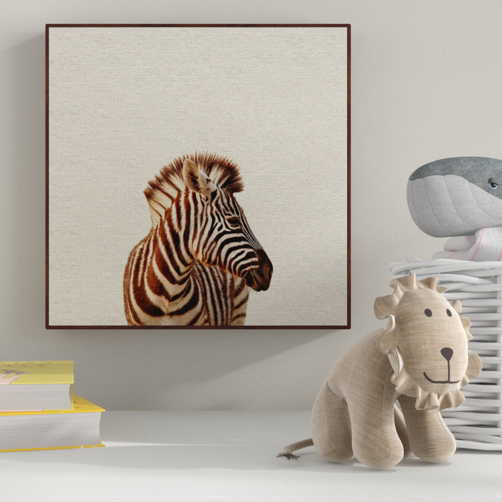 Harriet Bee 'Zebra Side View' Floater Framed Canvas Print | Wayfair