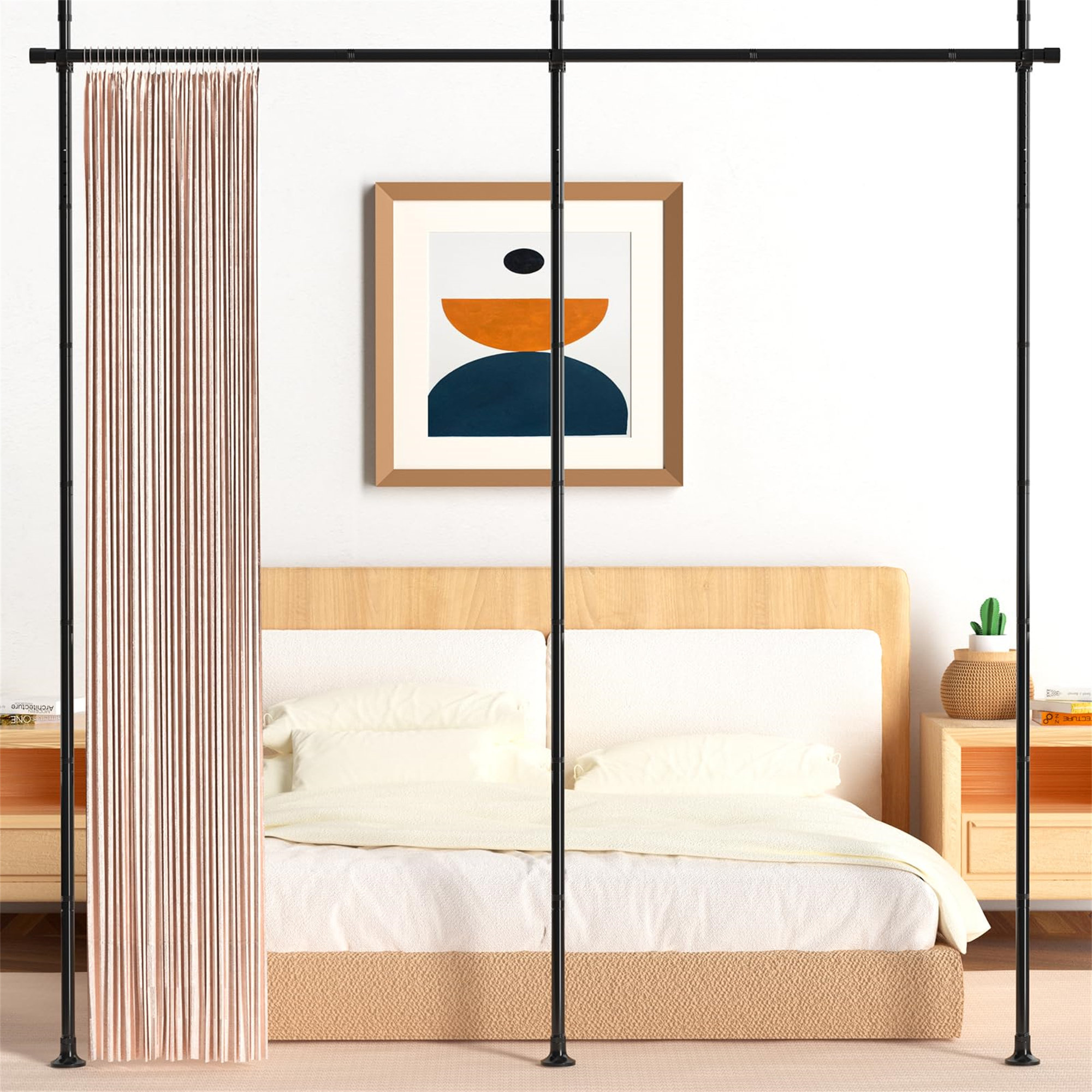 Symple Stuff Room Divider Curtain Rod, Heavy Duty Adjustable Room ...