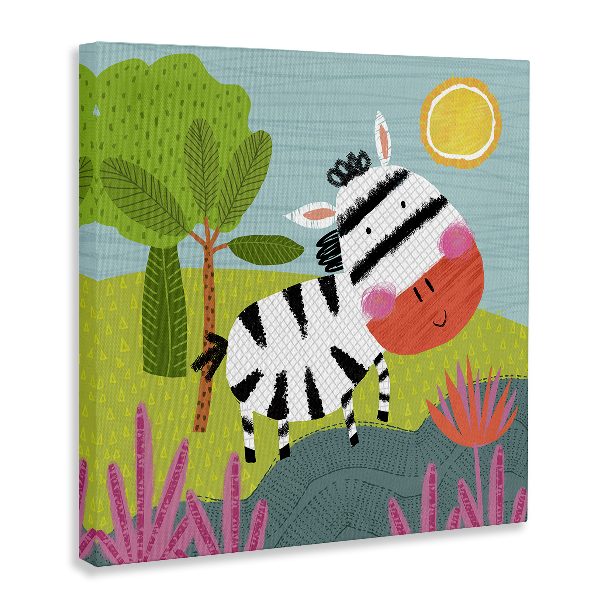Bungalow Rose Whimsical Zebra in Nature Canvas Wall Art by Tina Finn ...